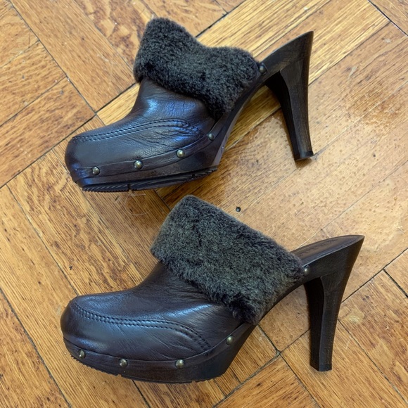 Bally | Shoes | Bally Leather And Fur Trimmed Mules | Poshmark